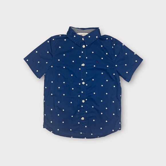 H&M | Shirts & Tops | Hm Star Pattern Short Sleeve Button Down Blue Top ...